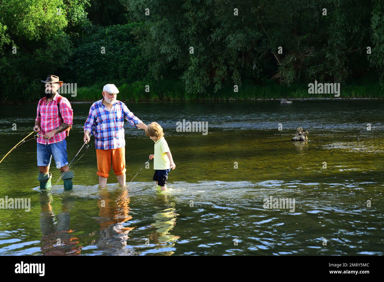 I love fishing. Happy people family have fishing and fun together ...