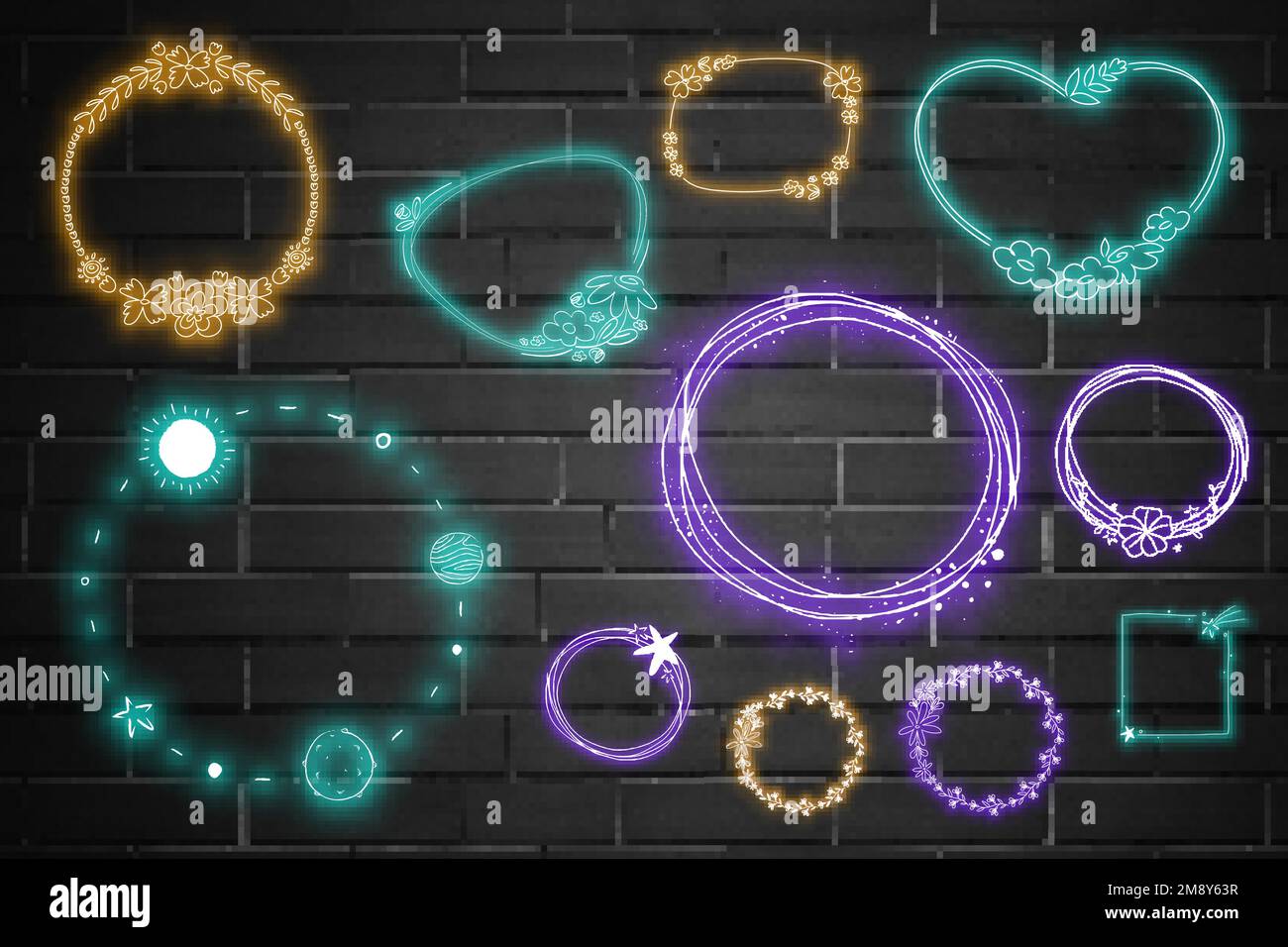 Neon frame collection glowing Stock Vector Images - Alamy