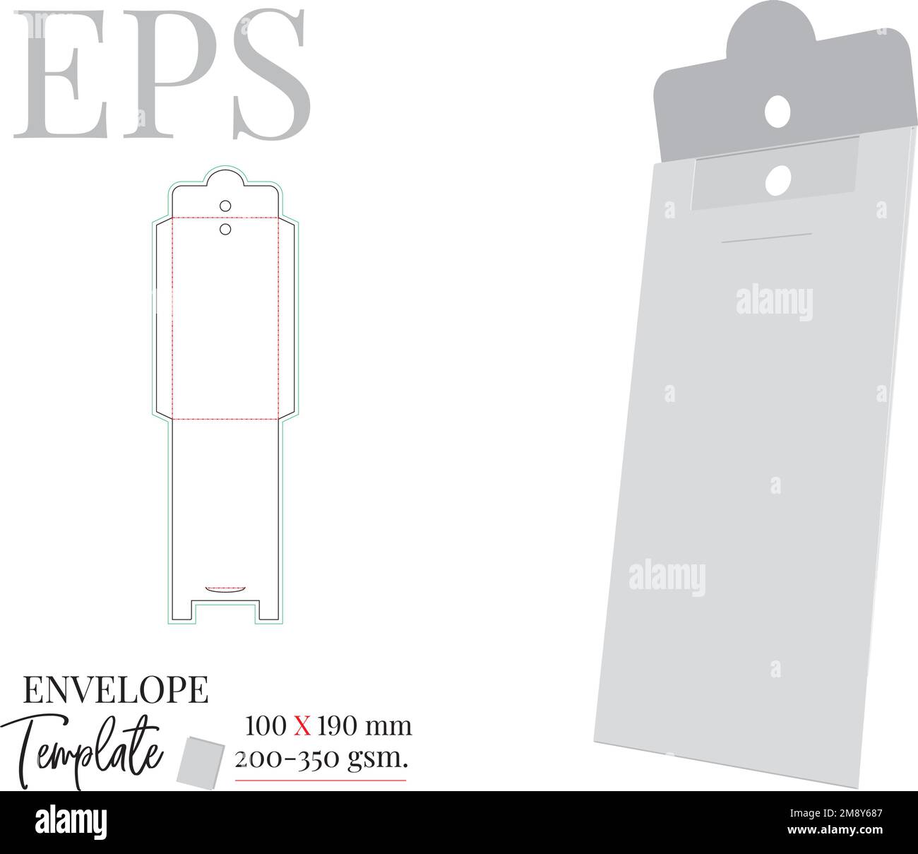 Envelope Template with die line, Vector with die cut, laser cut layers ...