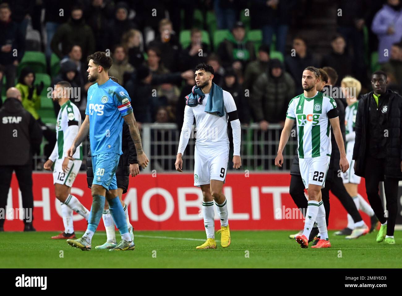 GRONINGEN - (lr) FC Groningen goalkeeper Michael Verrips, Ricardo Pepi ...
