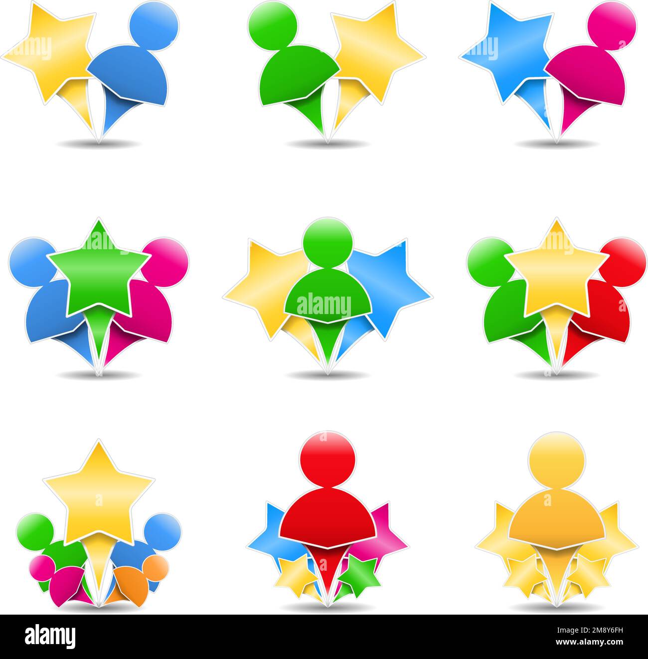 Icons of humans with stars, design elements for your logo, vector eps10 ...