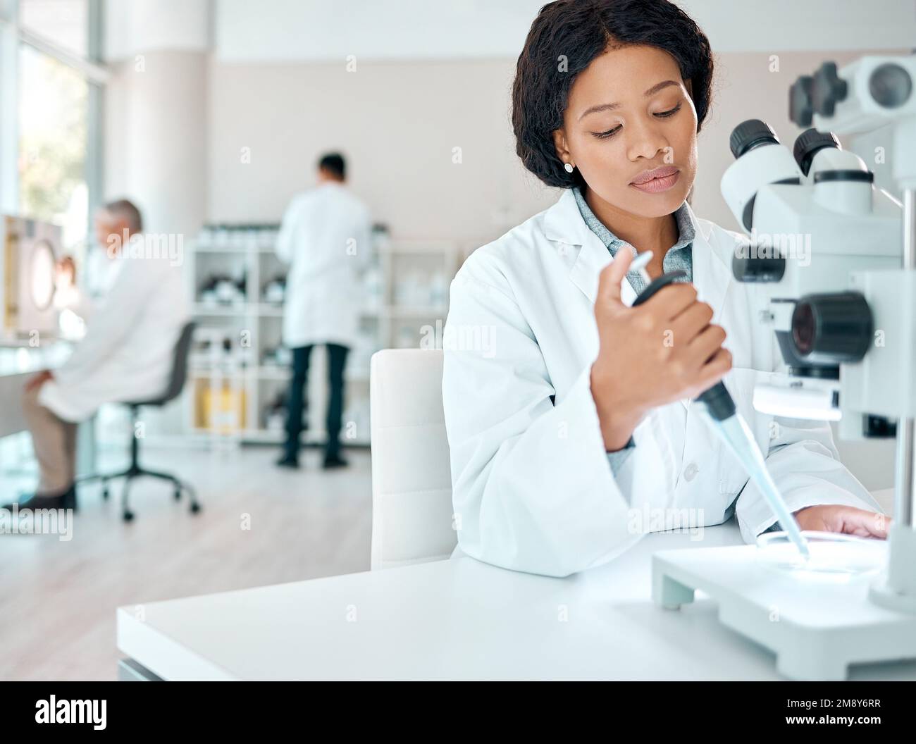 Setting up for a new experiment. a young scientist working with samples ...