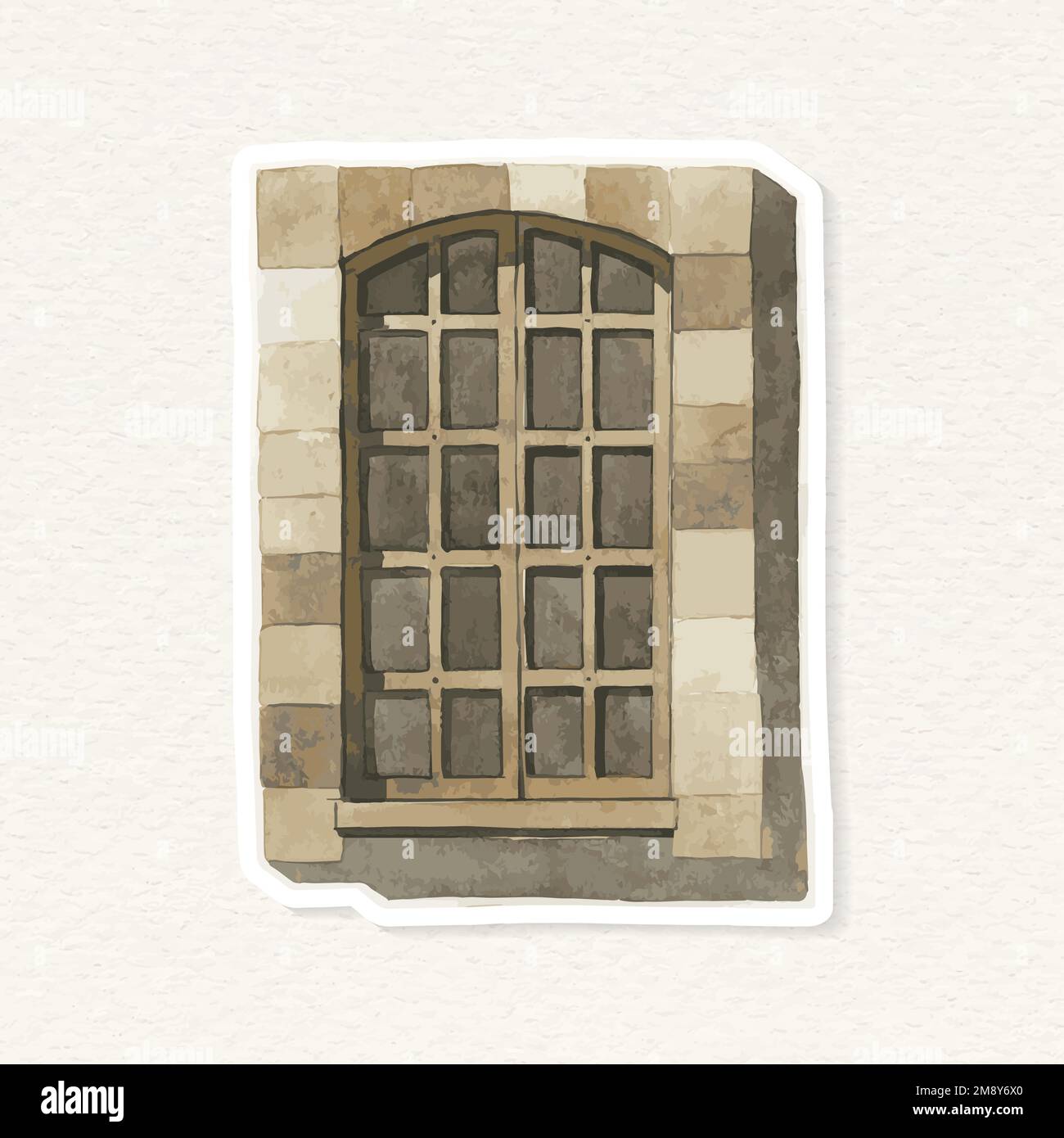 Vector watercolor vintage hand drawn clipart European window ...