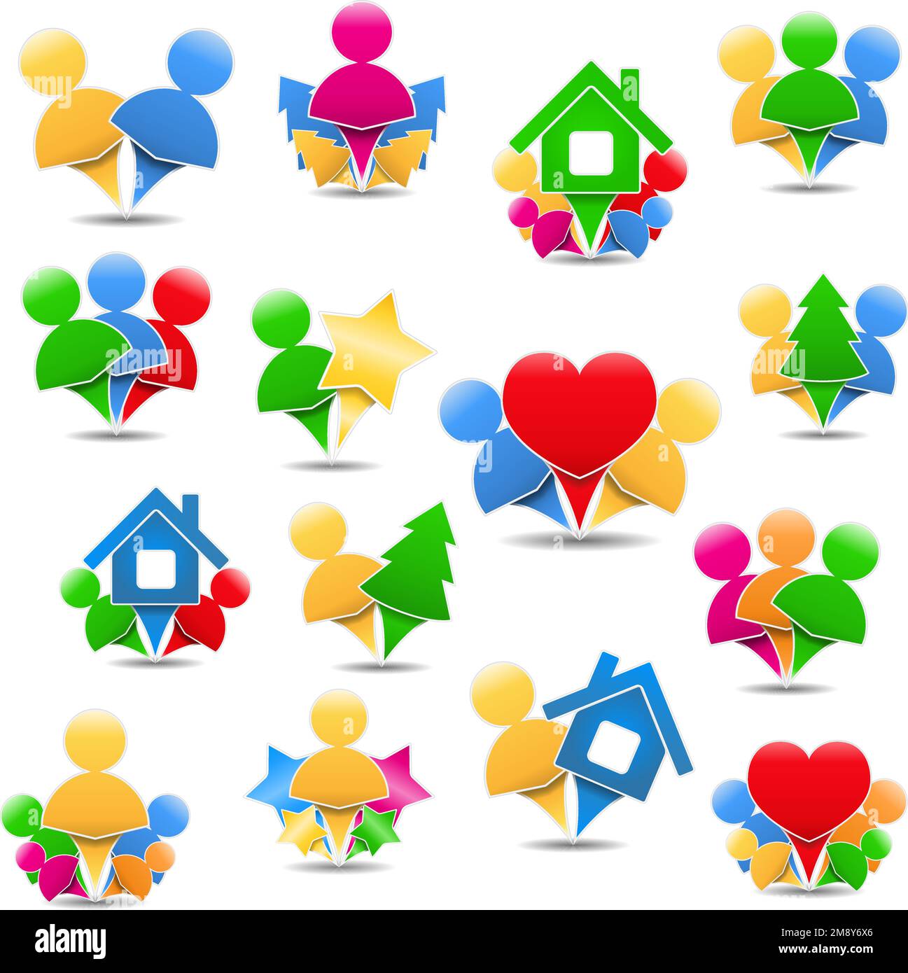 Set of different icons with humans, design elements for your logo ...