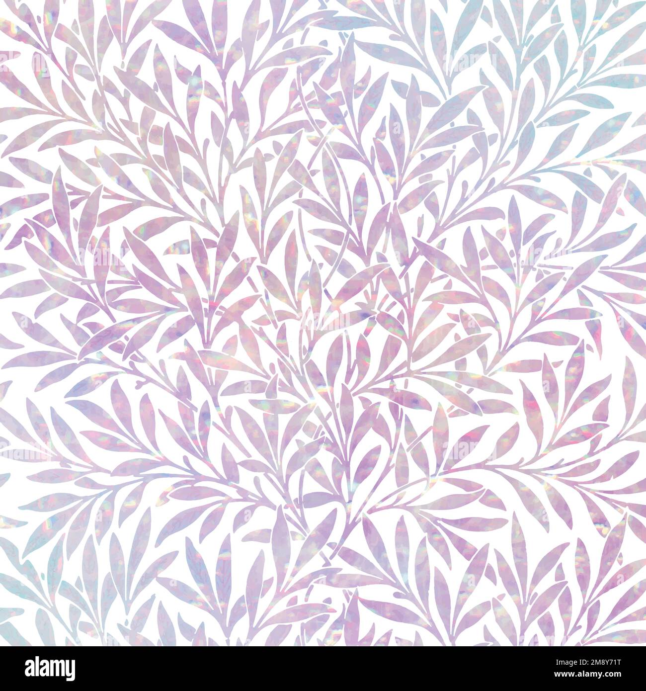 Vintage leaf holographic vector pattern remix from artwork by William ...