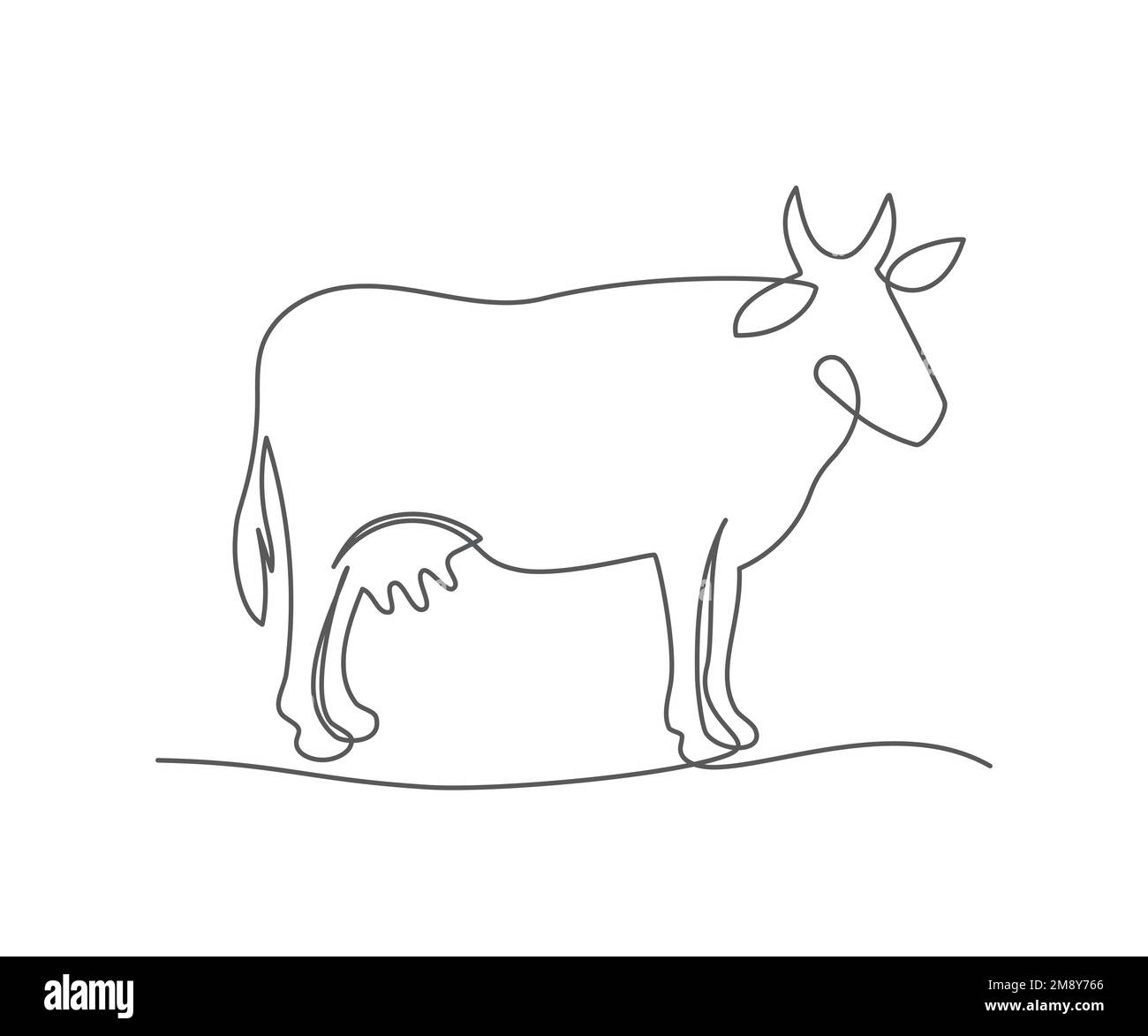 Cow One line drawing on white background Stock Vector Image & Art - Alamy
