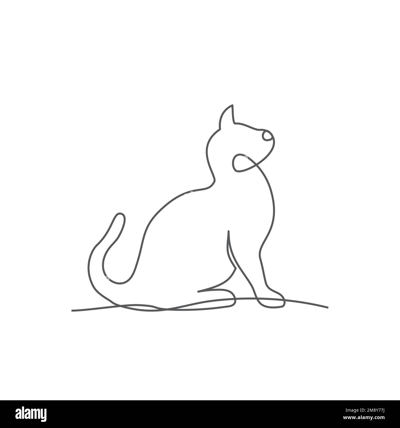 Cat One line drawing on white Stock Vector Image & Art - Alamy