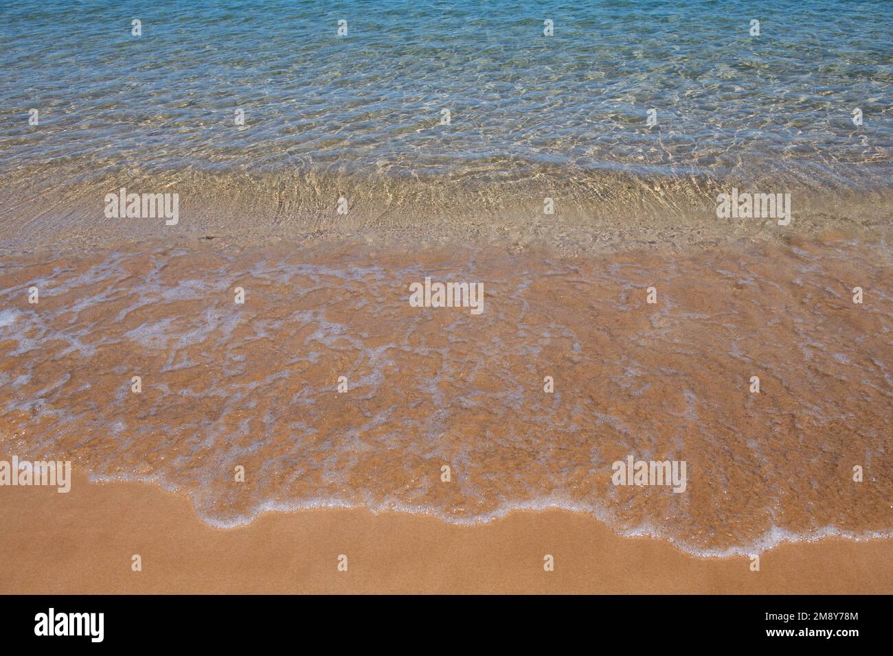 Beach with golden sand, turquoise ocean water. Panoramic sea view ...