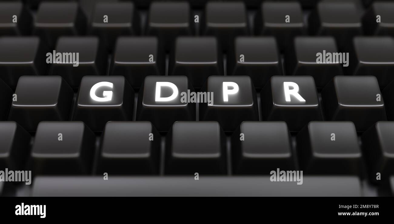 GDPR white letter text on black computer laptop keyboard background ...