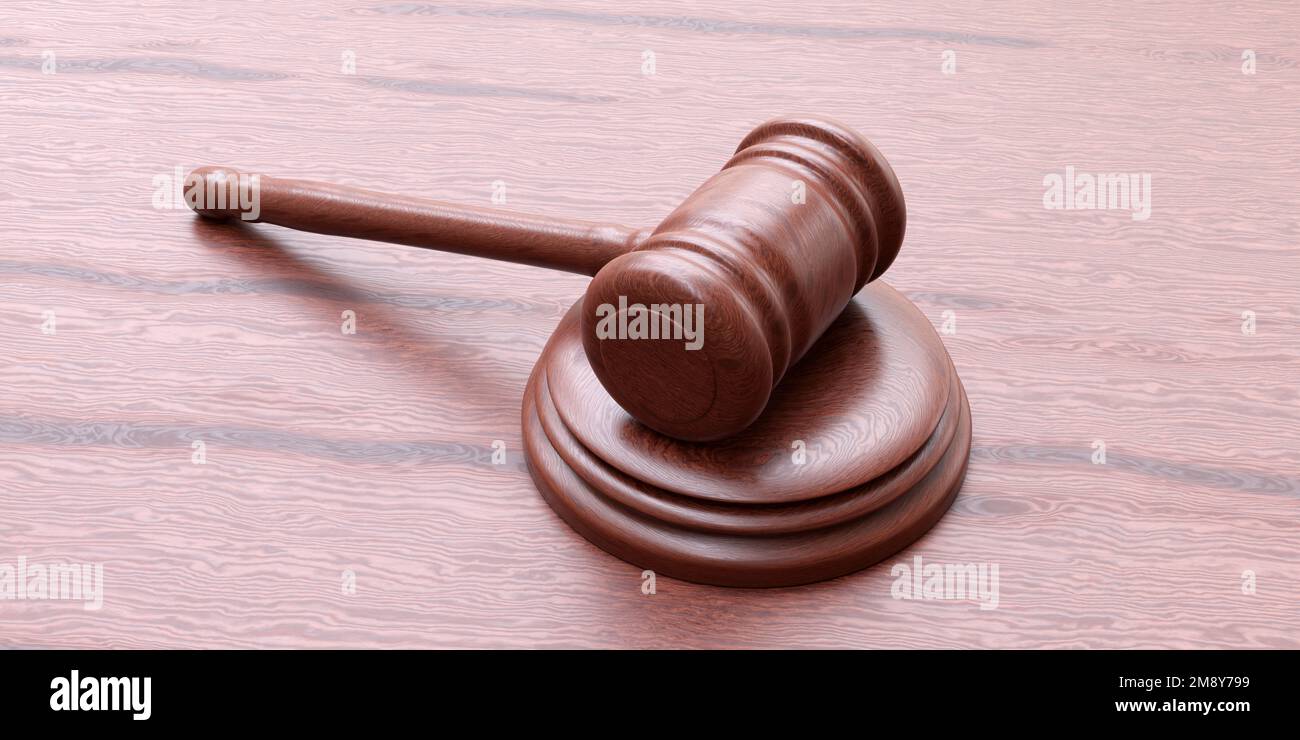 Law wooden judge gavel on wooden background. Brown color hammer ...
