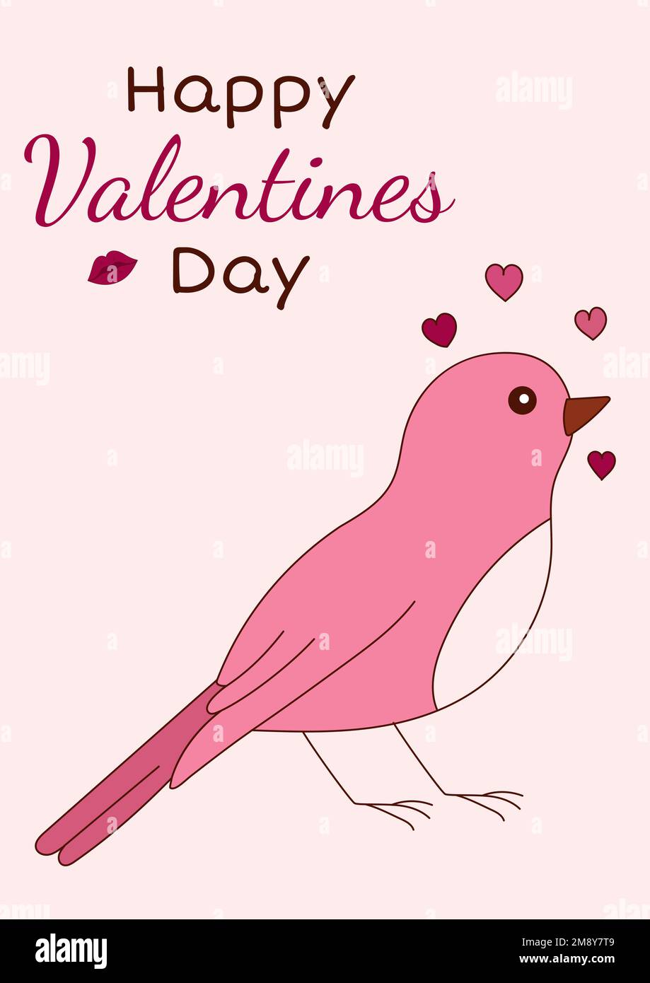 Bird Valentine Card Birds In Love Sitting On Wire Valentine Card.