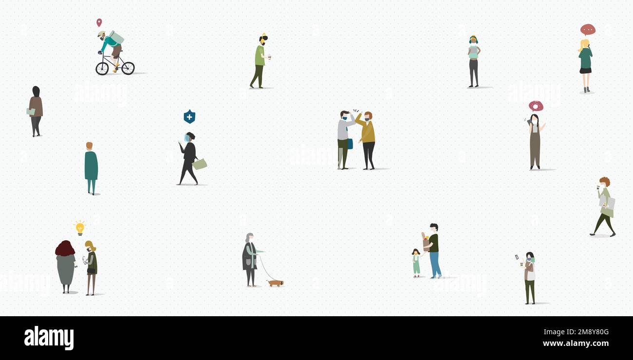 Physical distancing in public area social template vector Stock Vector ...