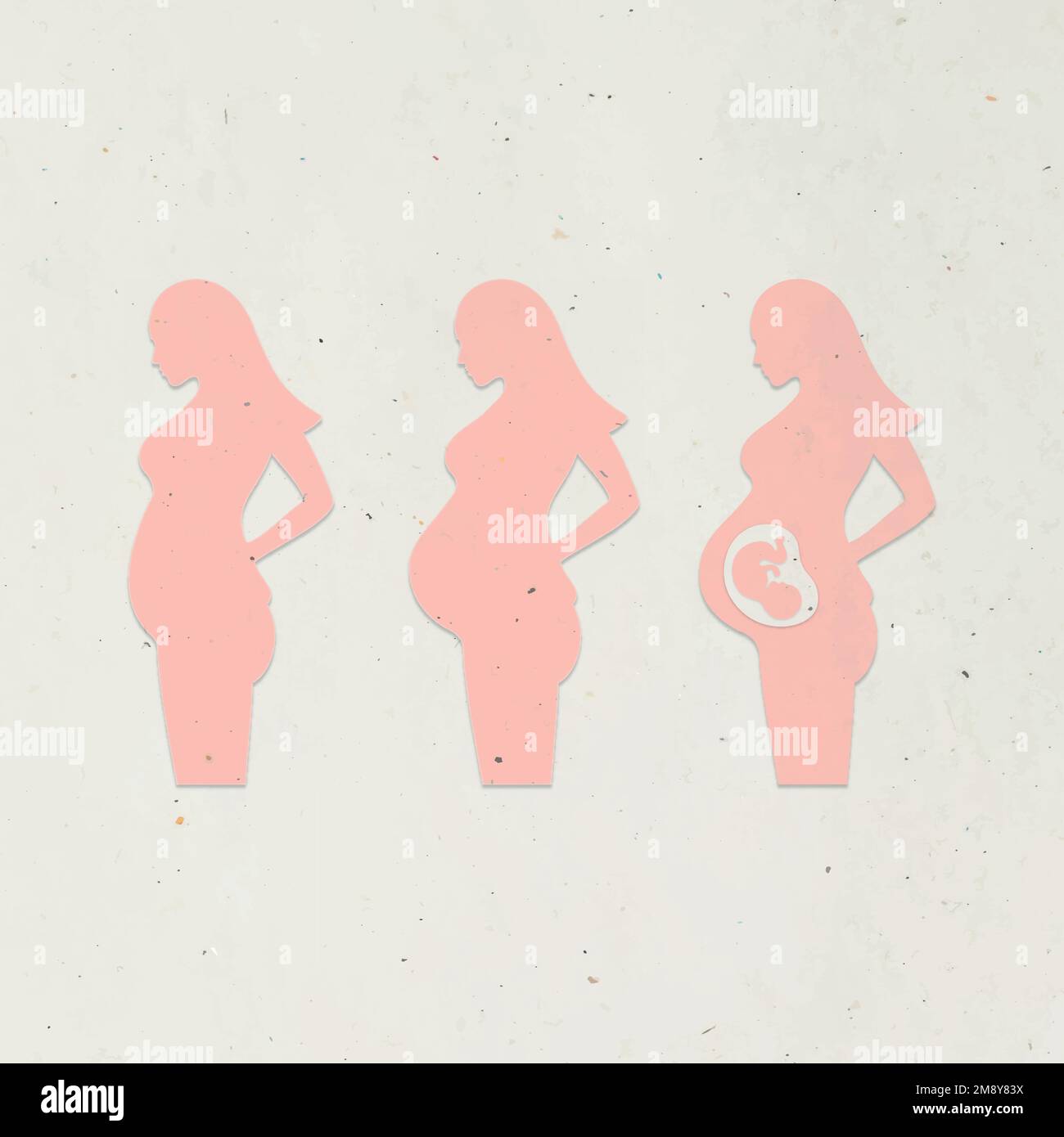 Paper craft pregnant woman character set vector Stock Vector Image ...