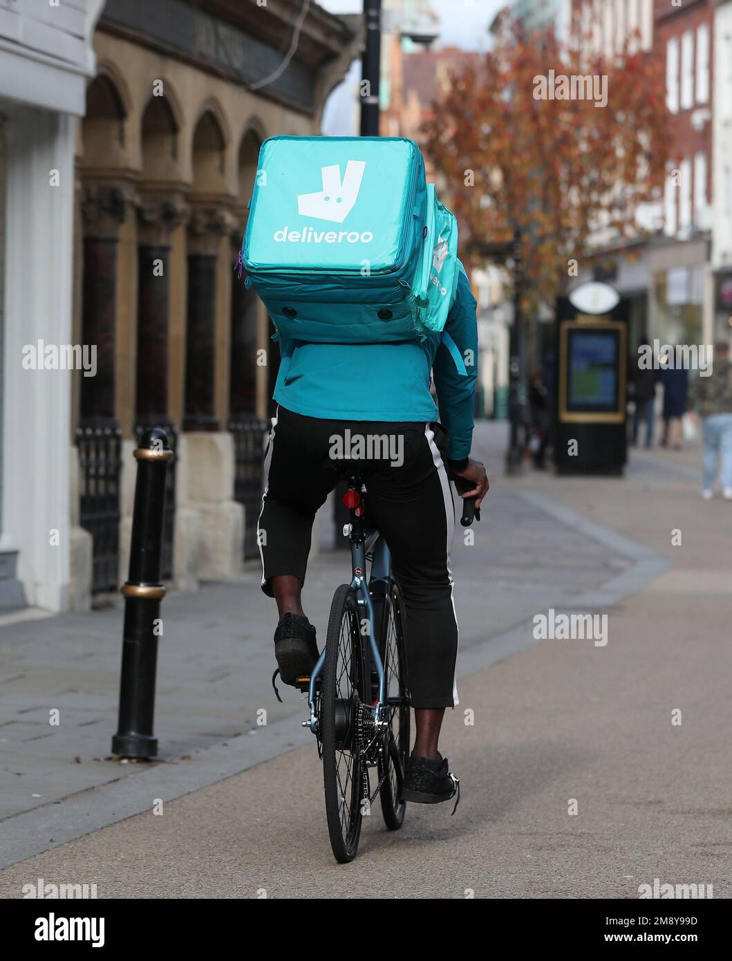 File photo dated 5/11/2020 of a Deliveroo rider on Worcester High ...