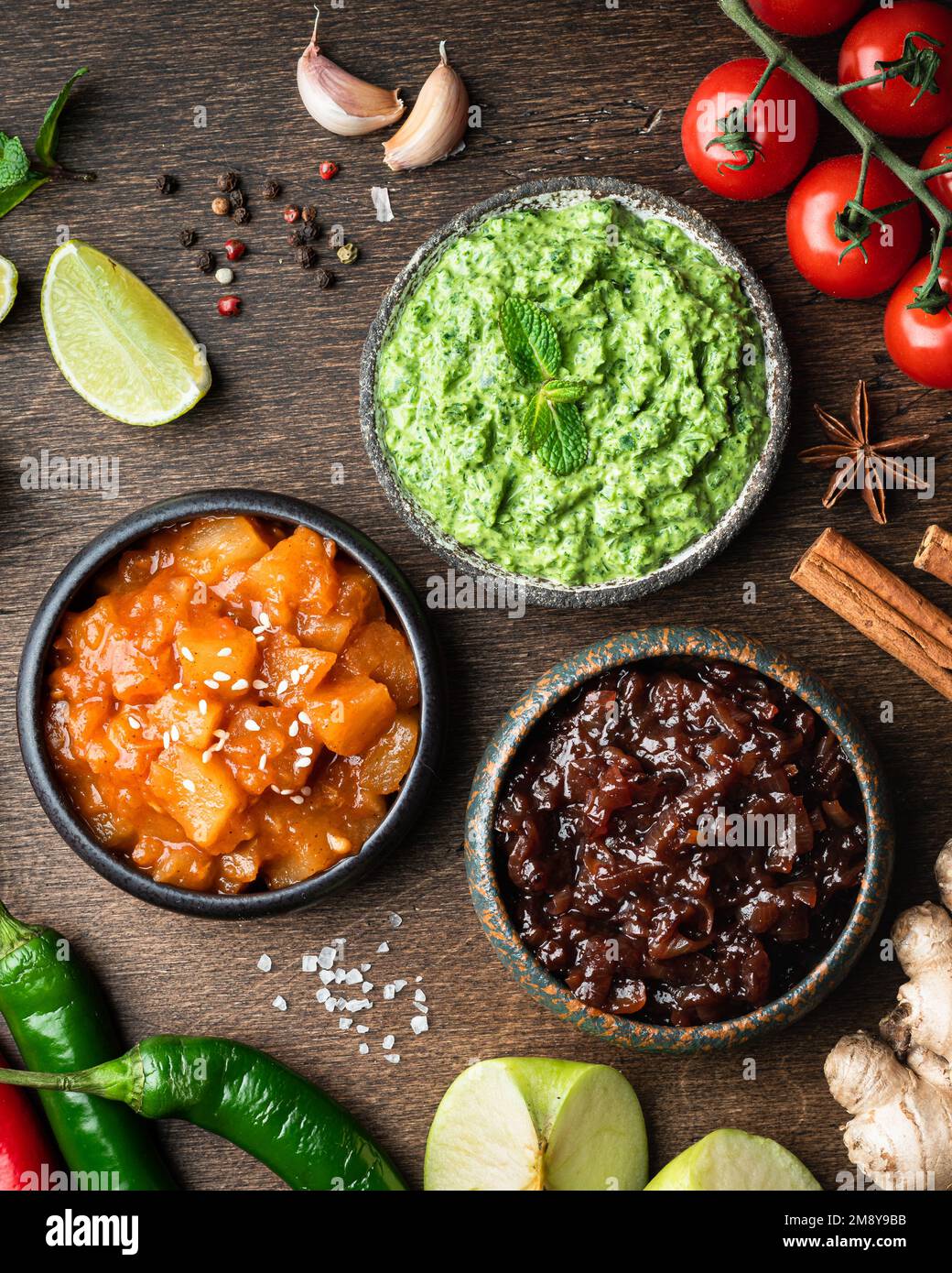 Traditional Indian chutneys, selective focus Stock Photo - Alamy