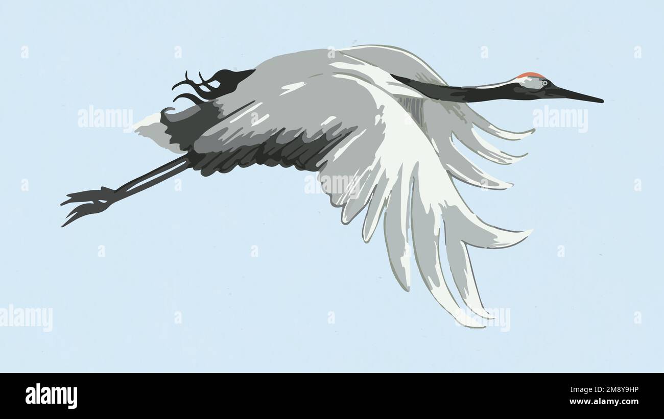 Vectorized red-crowned crane bird design element Stock Vector Image ...