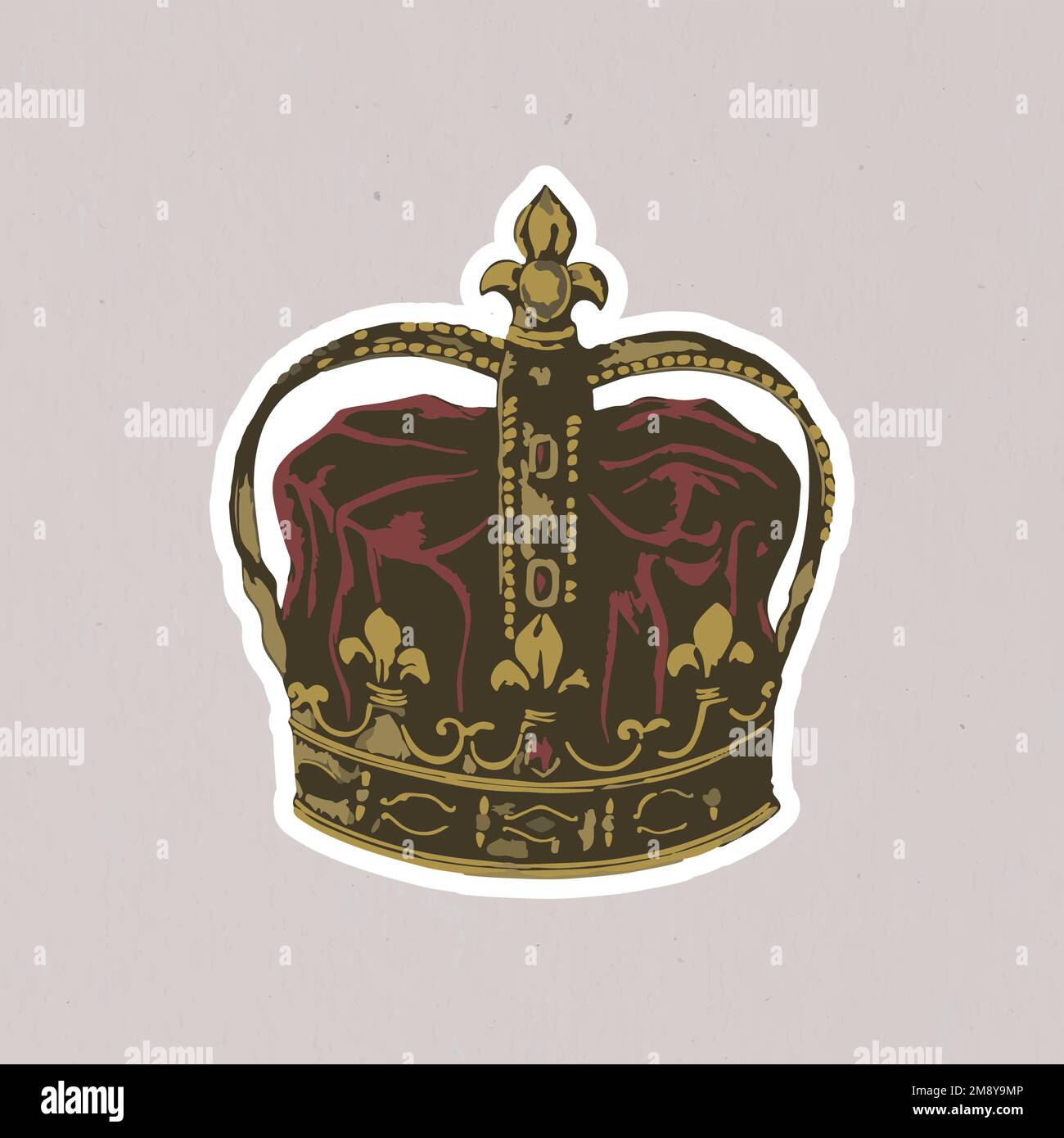 Vectorized vintage crown sticker with a white border Stock Vector Image ...