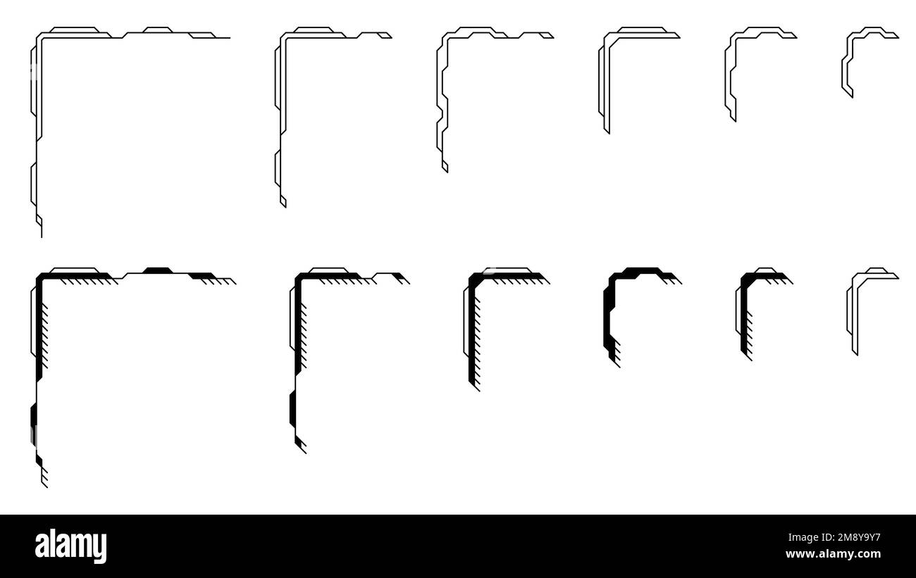 Set of tech corner isolated on white background. Vector design element ...