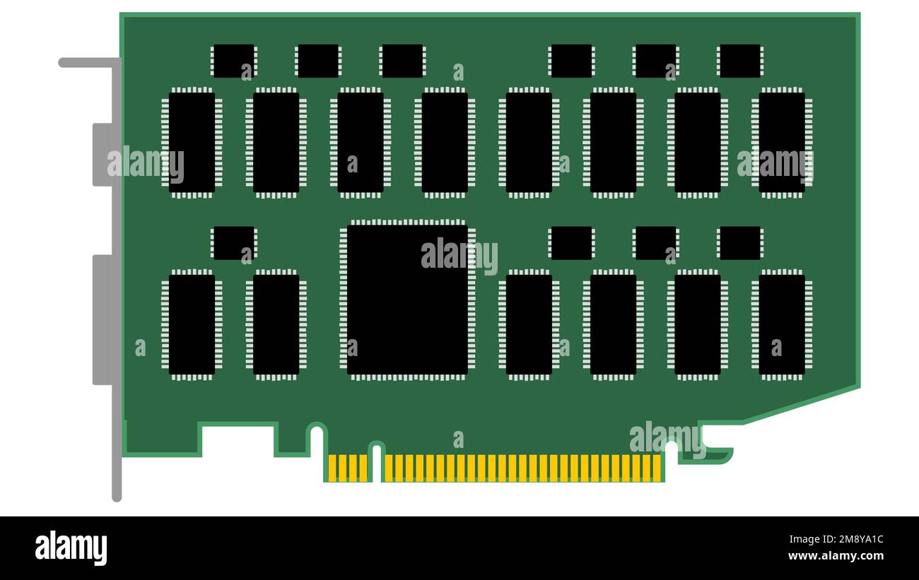 Computer board for pc with chipsets isolated on white background ...