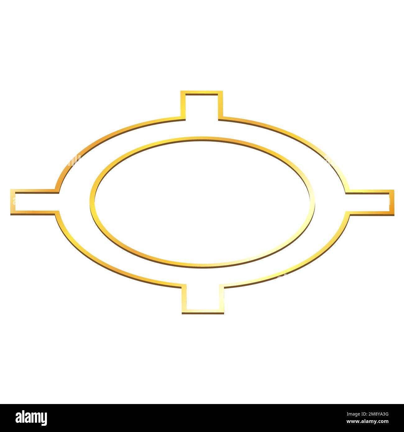 Golden universal currency sign outline isometric top view isolated on ...