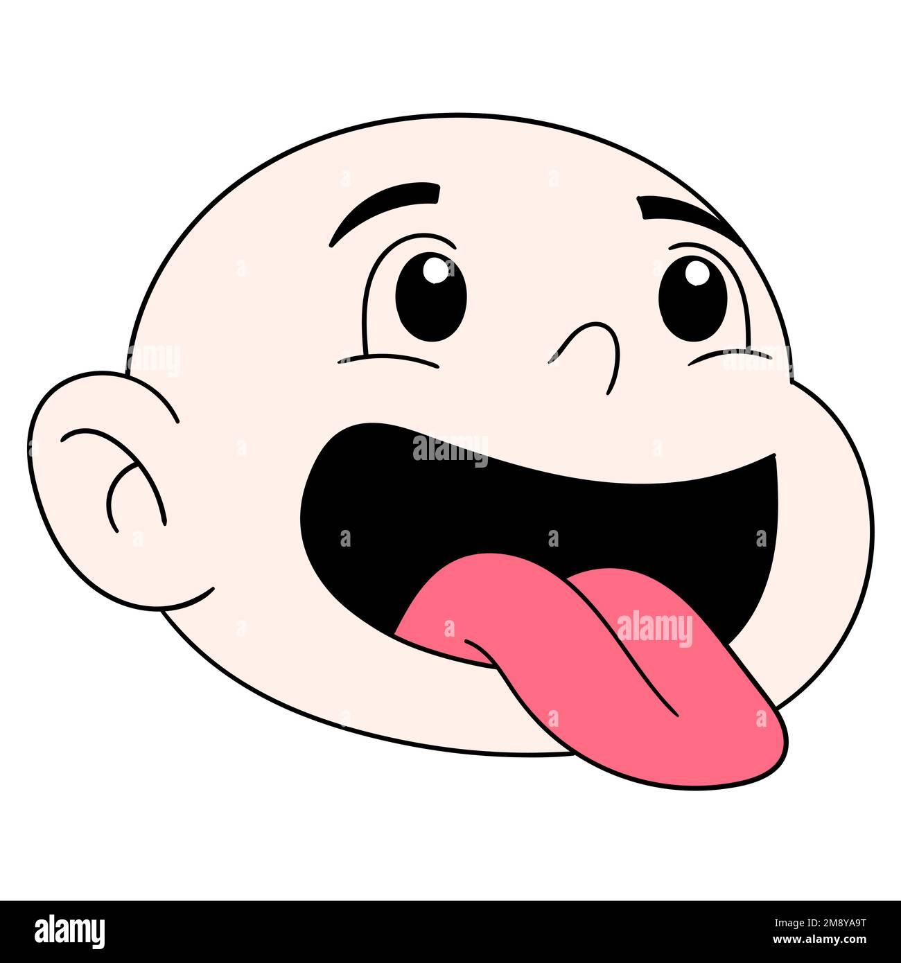 baby boy head emoticon mocking sticking out tongue. vector design ...