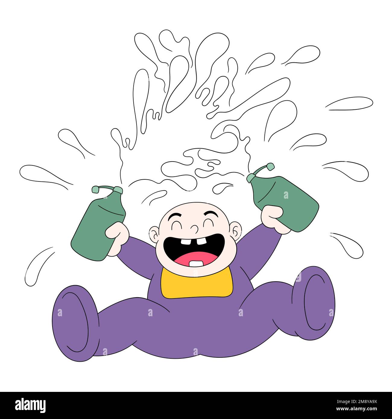 baby boy is happily spilling milk. vector design illustration art Stock ...
