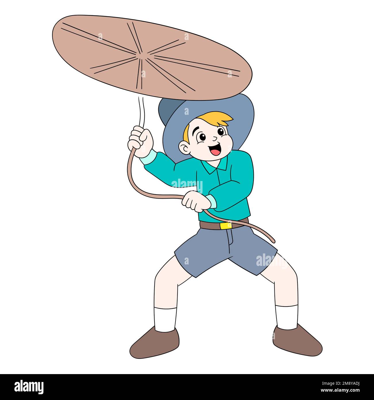 Cowboy is seriously practicing his lasso throwing. vector design ...