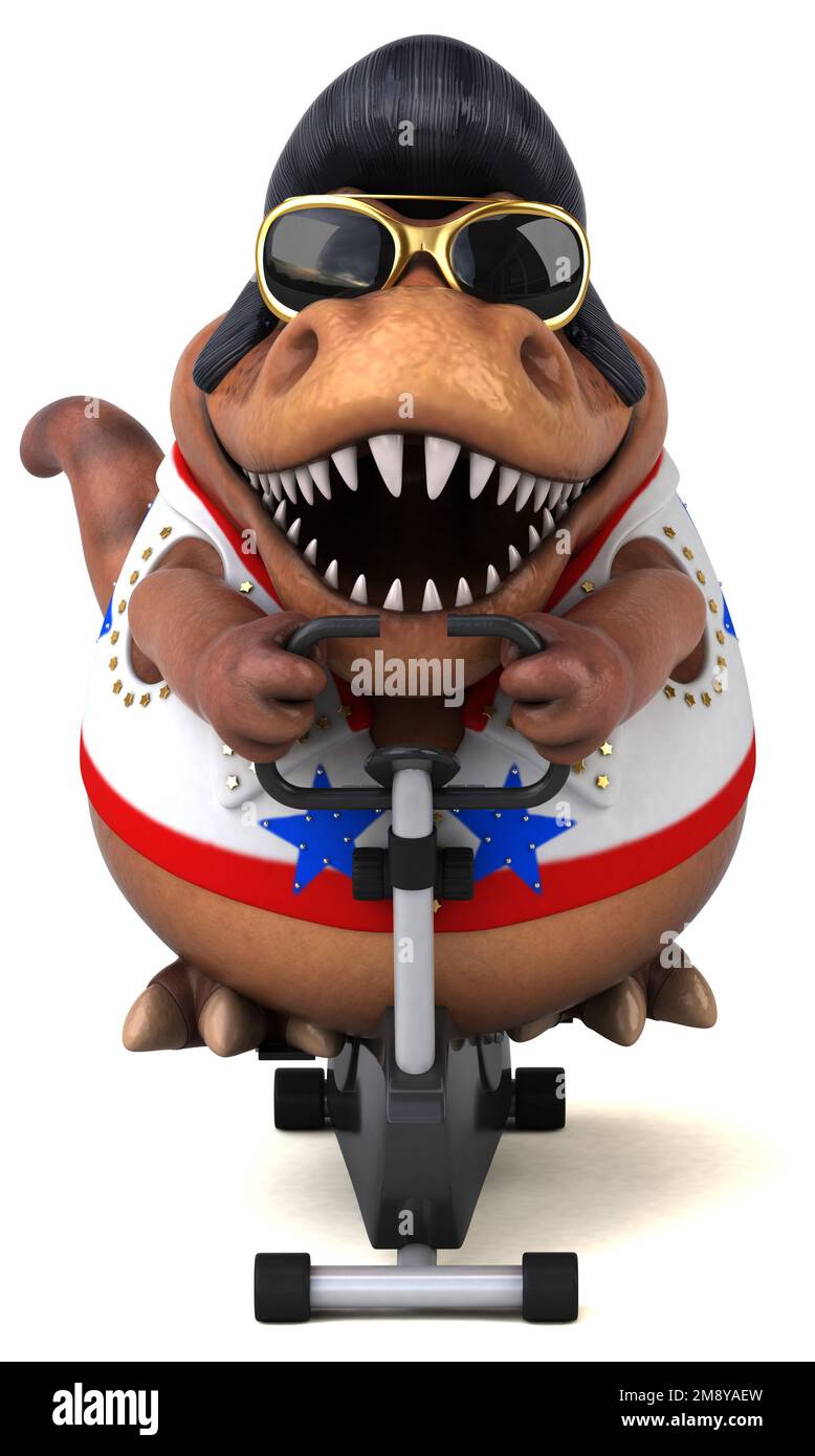 Fun 3D cartoon illustration of a Trex rocker Stock Photo - Alamy