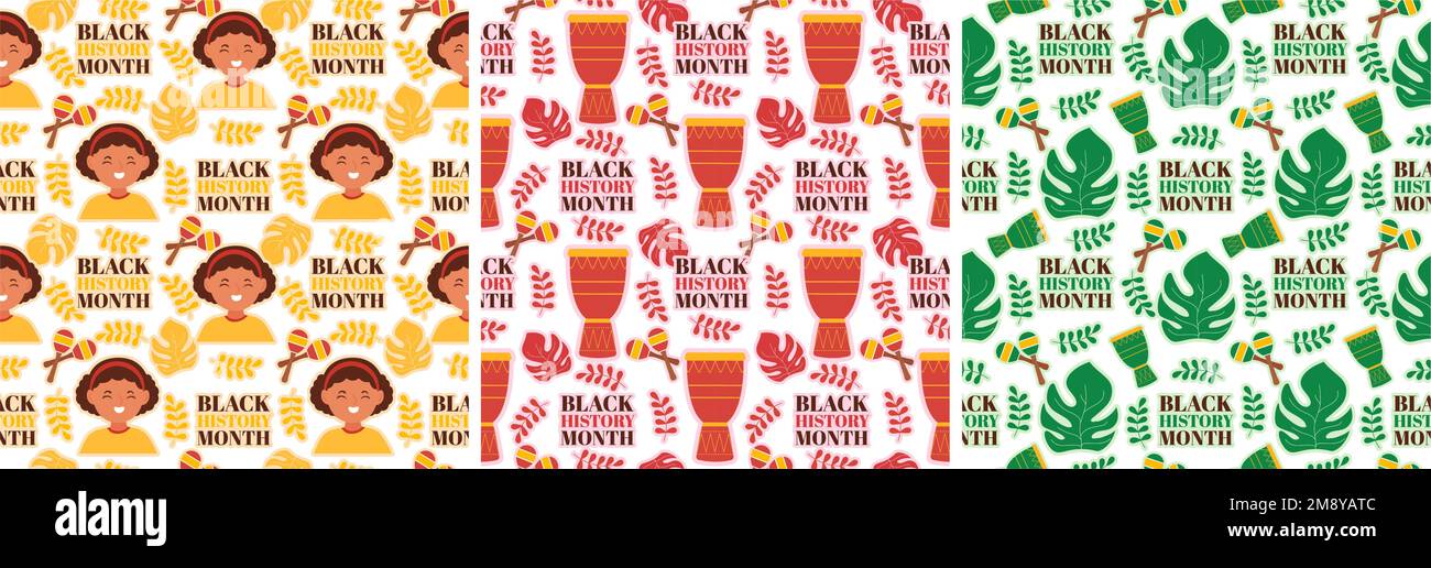 Black History Month Seamless Pattern of African American Holiday in ...