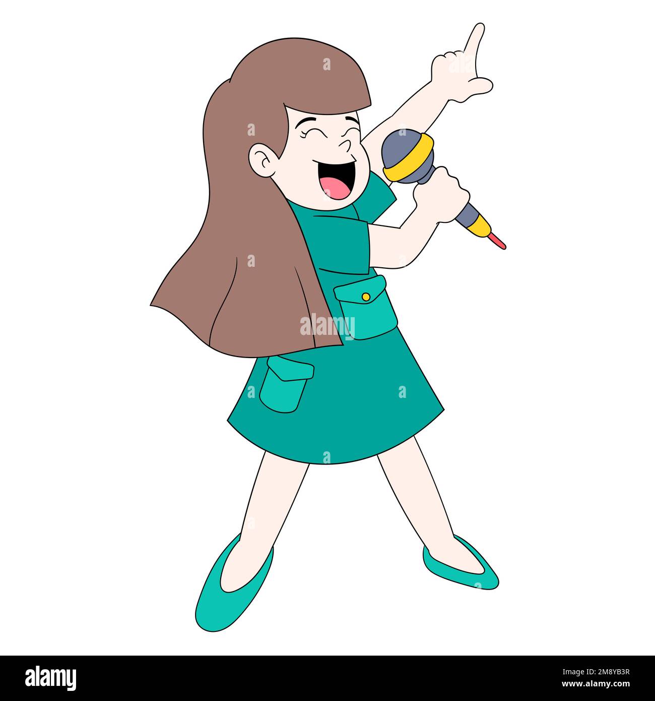 Cartoon girl singing hi-res stock photography and images - Alamy