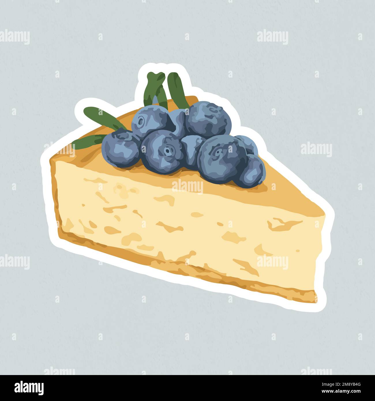 Vectorized hand drawn blueberry cheesecake sticker with a white border ...