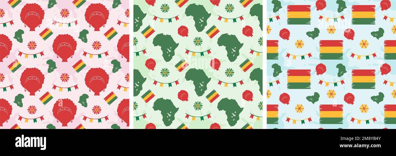 Black History Month Seamless Pattern of African American Holiday in ...
