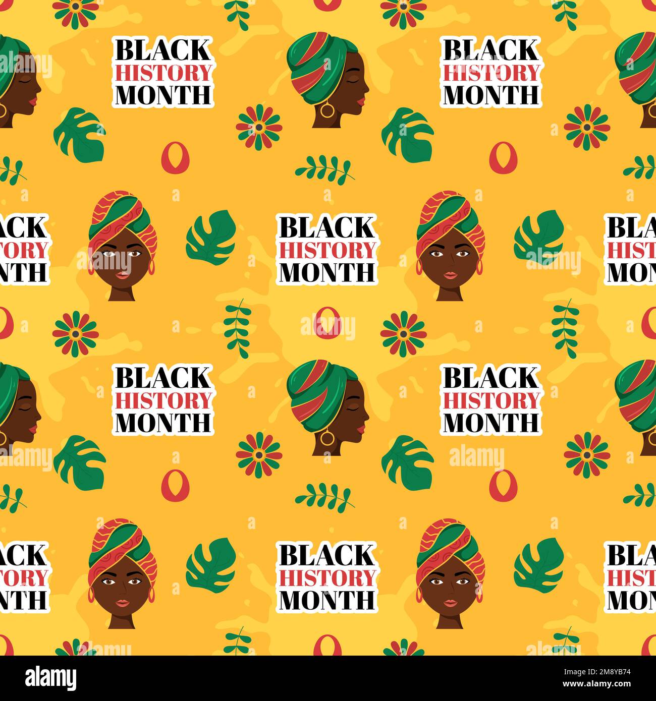 Black History Month Seamless Pattern of African American Holiday in ...