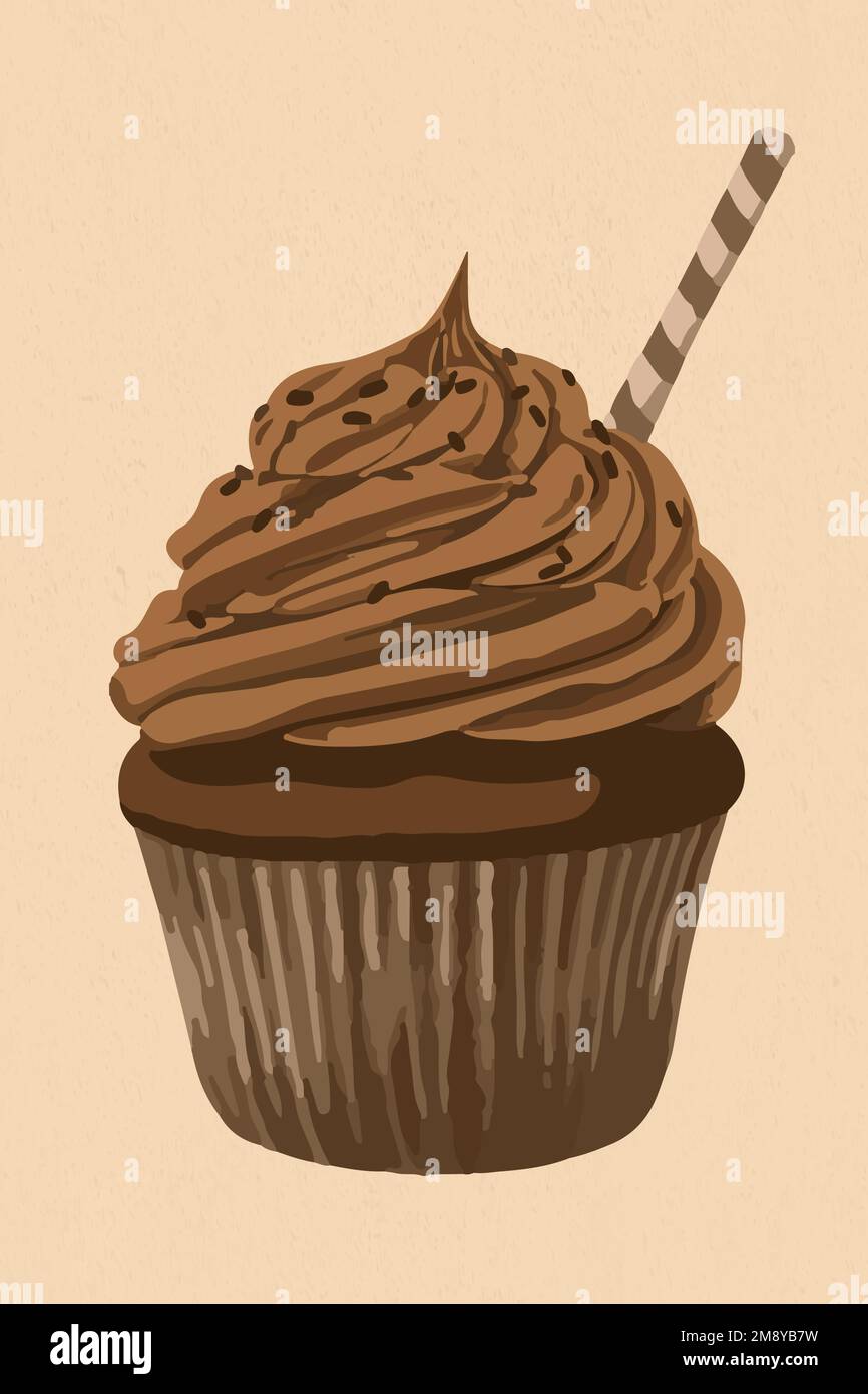 Vectorized chocolate cupcake sticker overlay design resource Stock ...