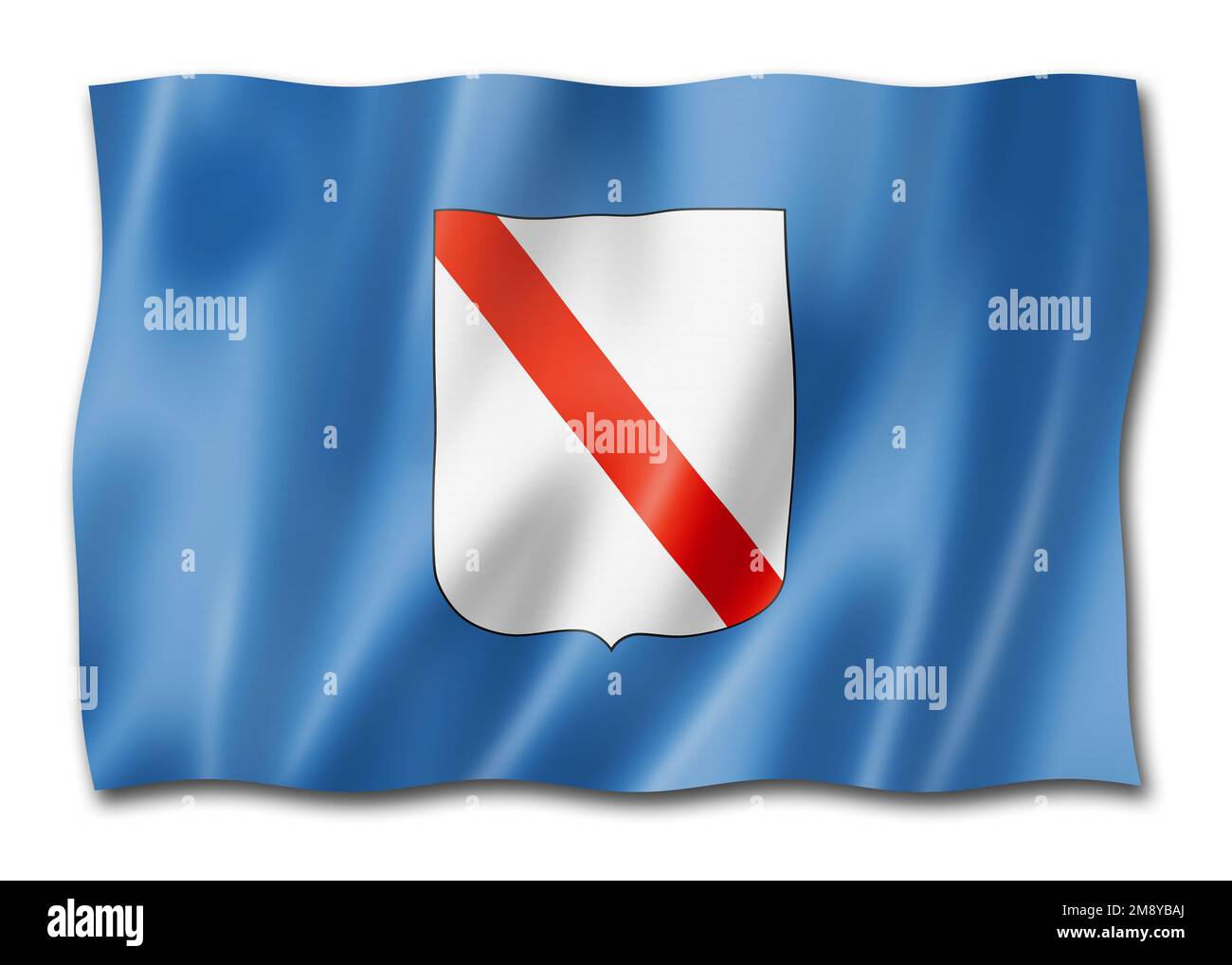 Campania region flag, Italy waving banner collection. 3D illustration ...