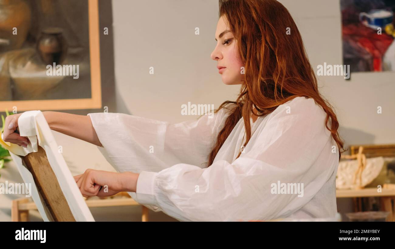 drawing hobby art class artist painting canvas Stock Photo - Alamy