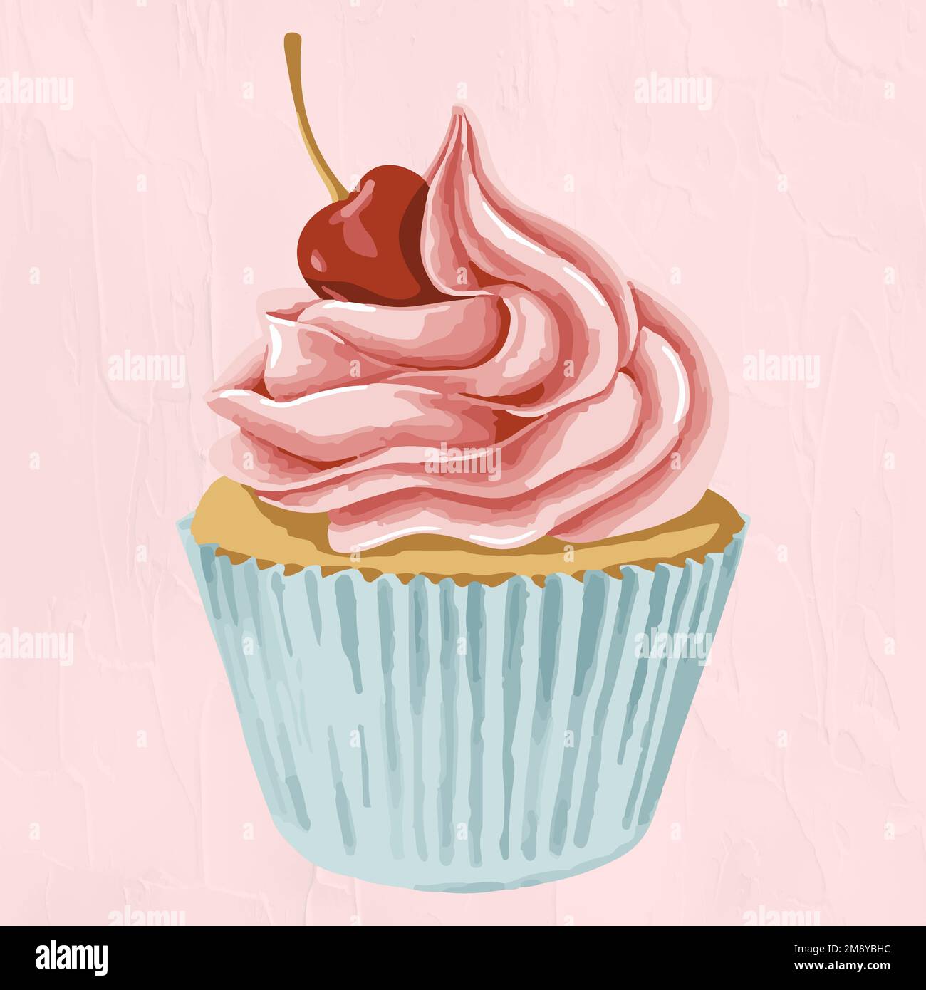 Vectorized cupcake topped with maraschino cherry sticker overlay Stock ...
