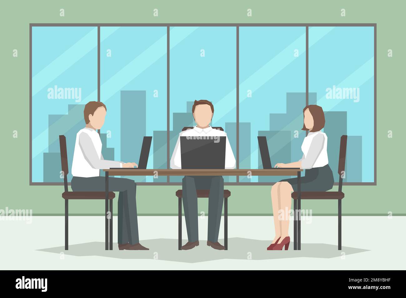 Office people working on laptops.Vector illustration Stock Vector Image ...