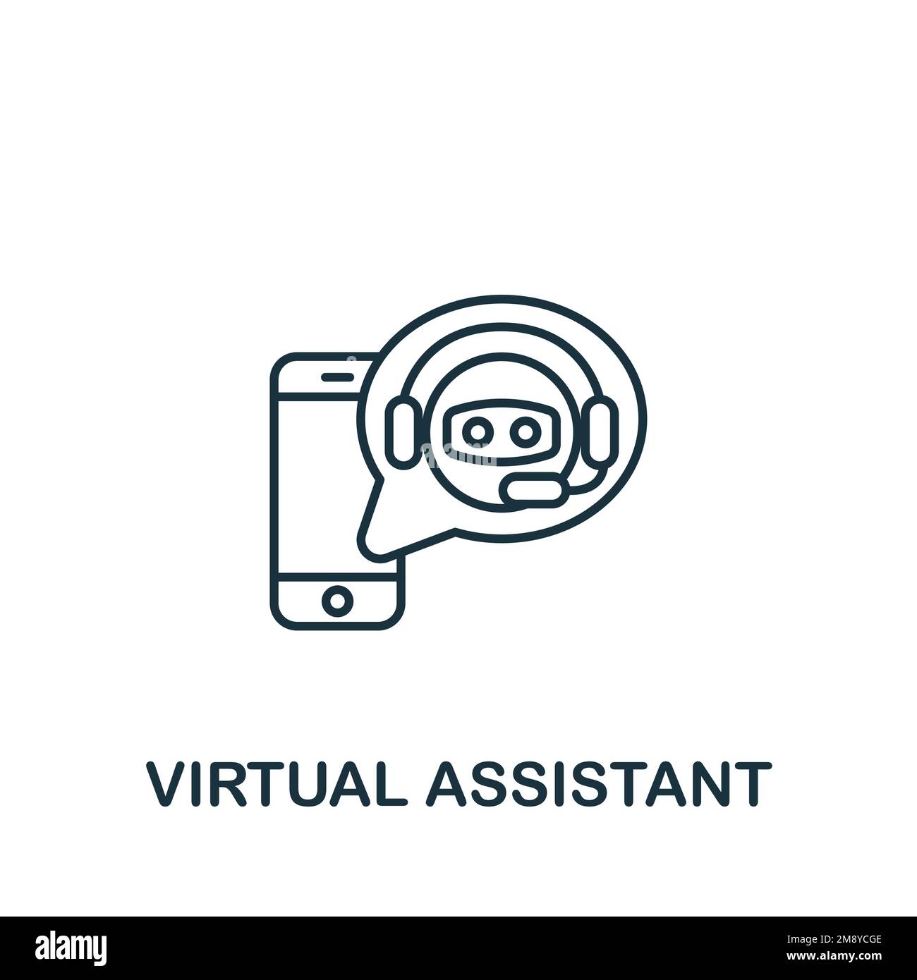 Virtual Assistant icon. Simple line element time management symbol for ...