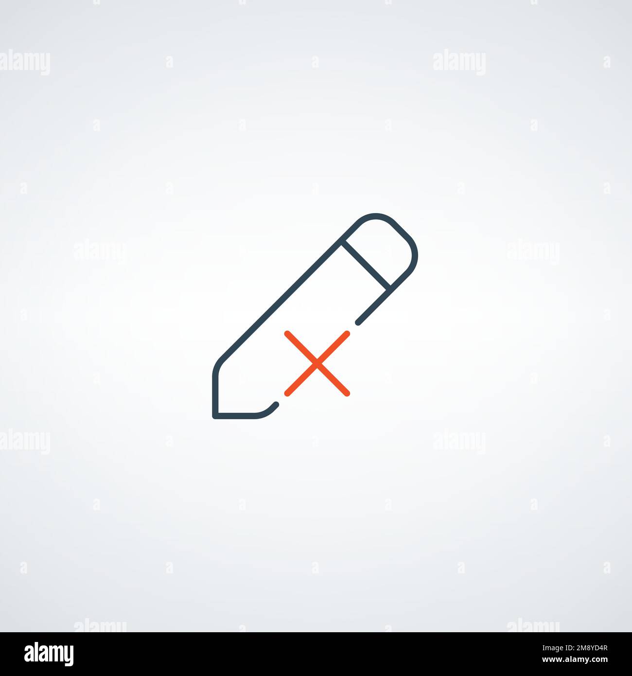 No Pen or Pencil Icon, clear drawing, eriser tool icon. Prohibited ...
