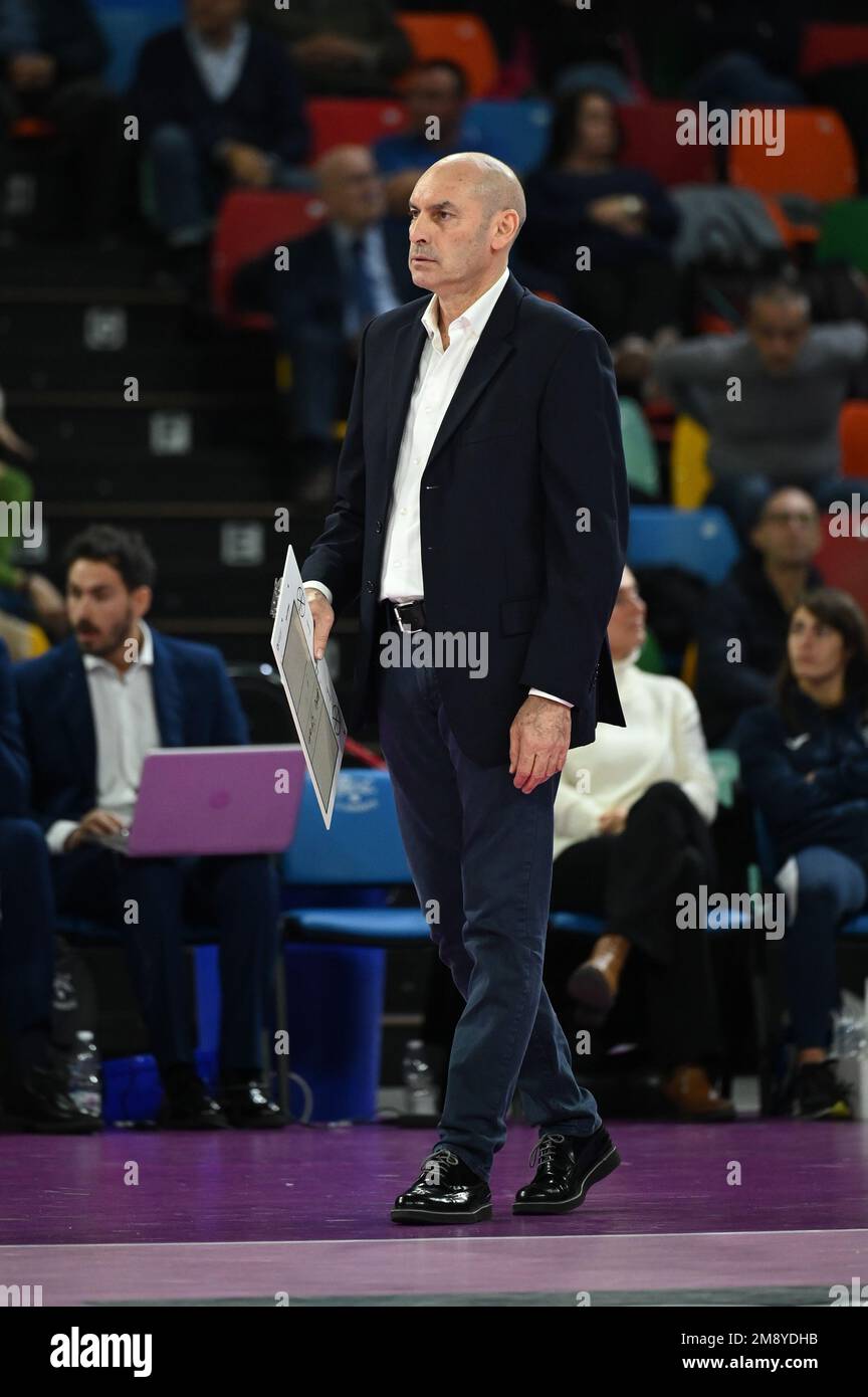 Pala Wanny, Florence, Italy, January 15, 2023, Carlo Parisi head coach ...