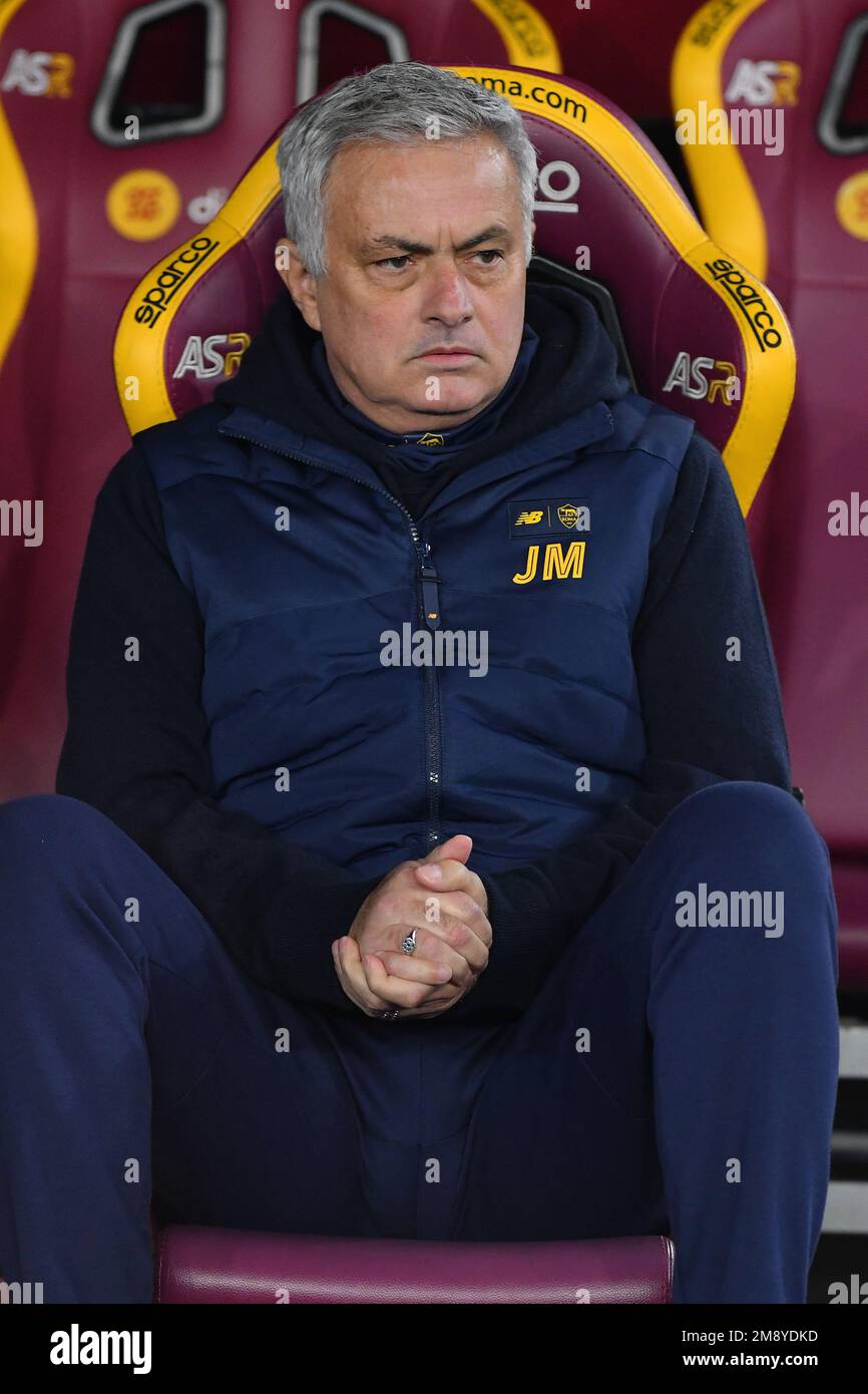 Rome, Italy. 15th Jan, 2023. Roma trainer Jose Mourinho during football ...
