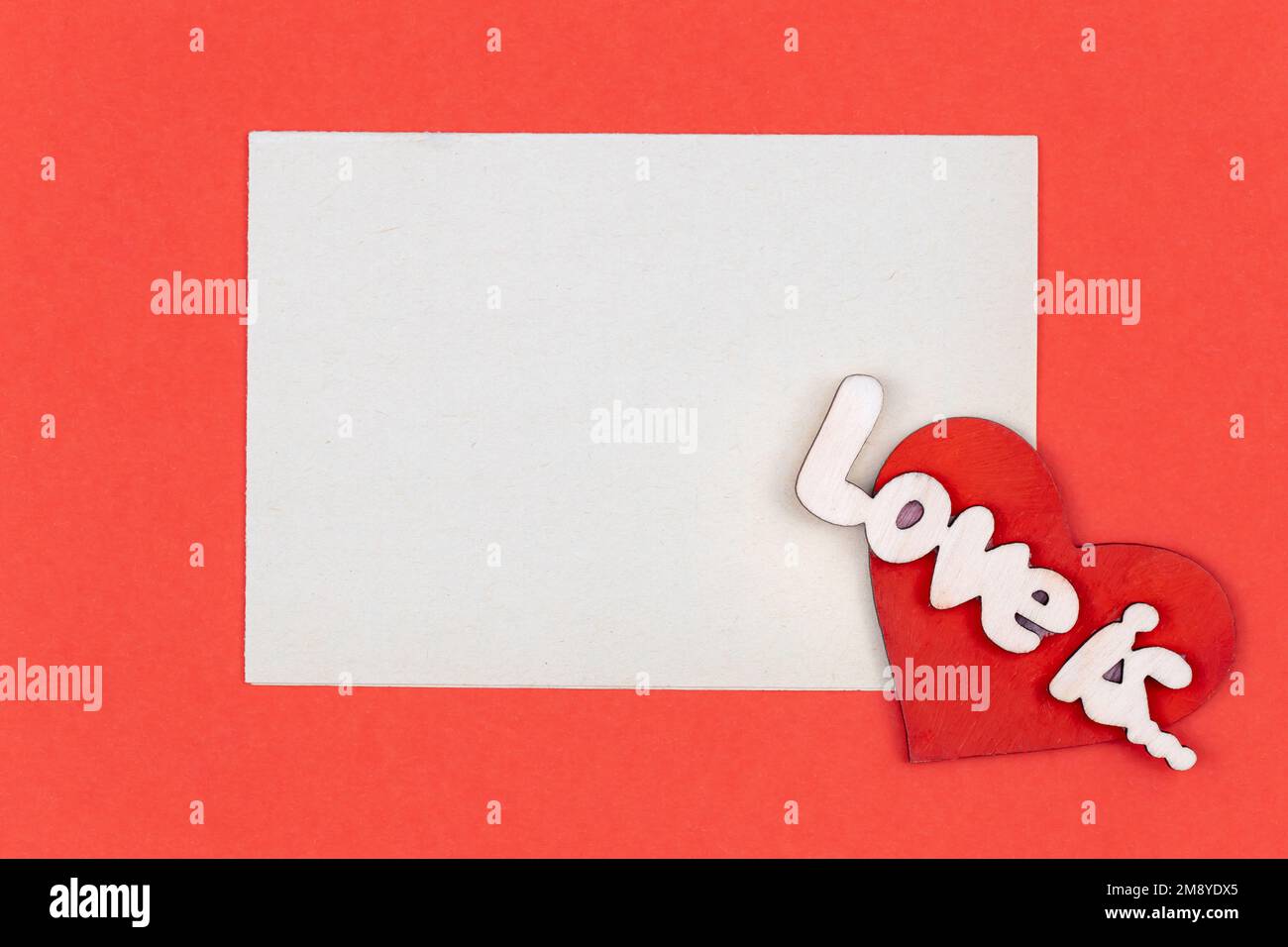 Background for Valentine's Day with a sheet of paper, flat lay Stock ...