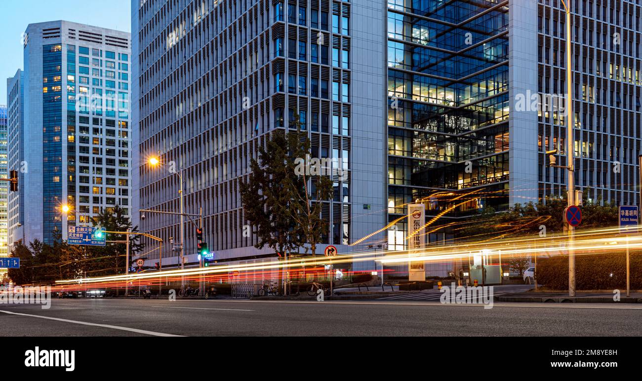 Beijing financial street at night Stock Photo - Alamy