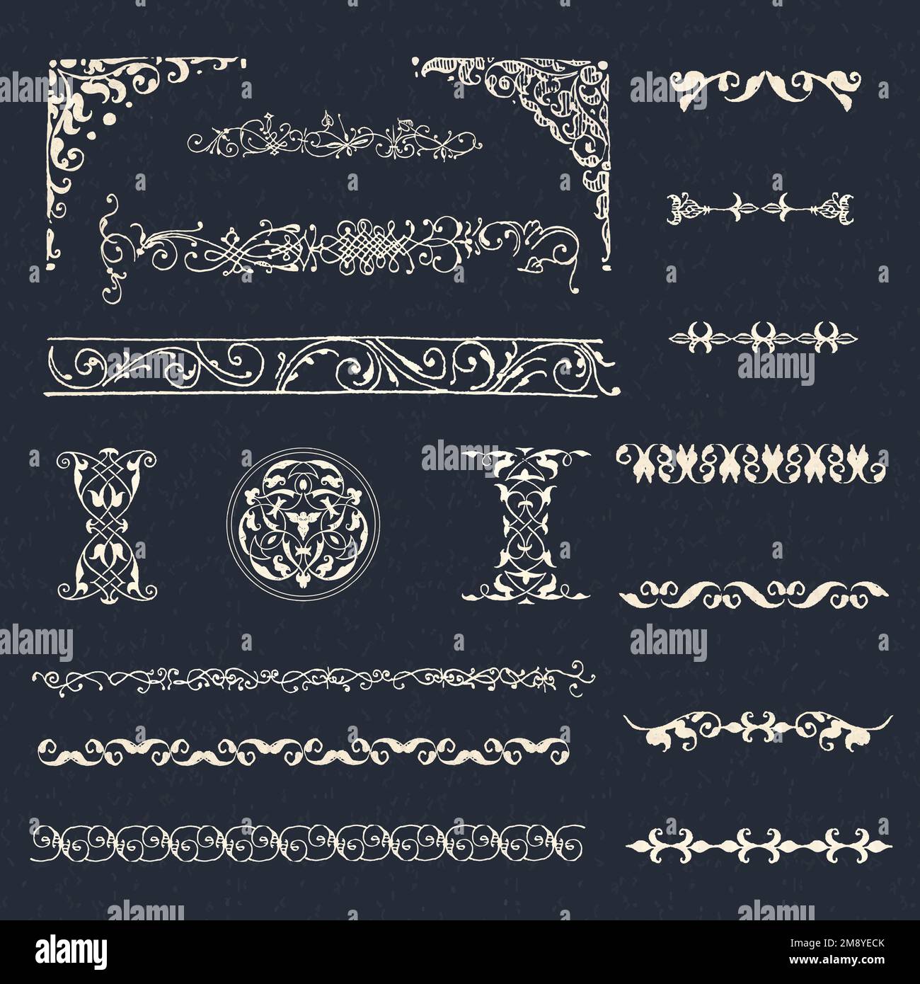Vintage white divider ornamental vector set, remix from The Model Book ...