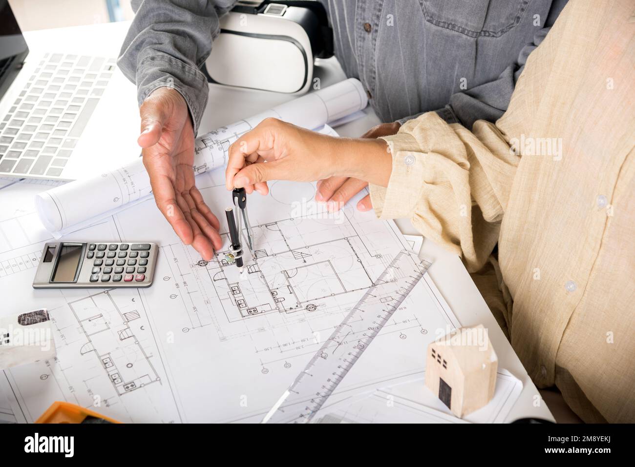 Architect team meeting consult and work for architectural construction ...