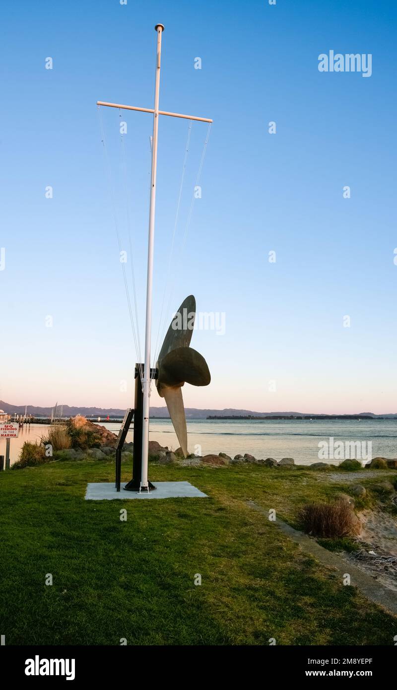 Mast and propeller mounted on Sulphur Point in vertical composition ...