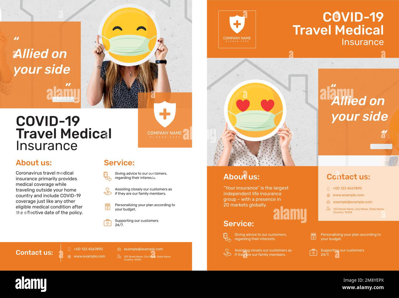 Travel medical insurance template vector with editable text set Stock ...