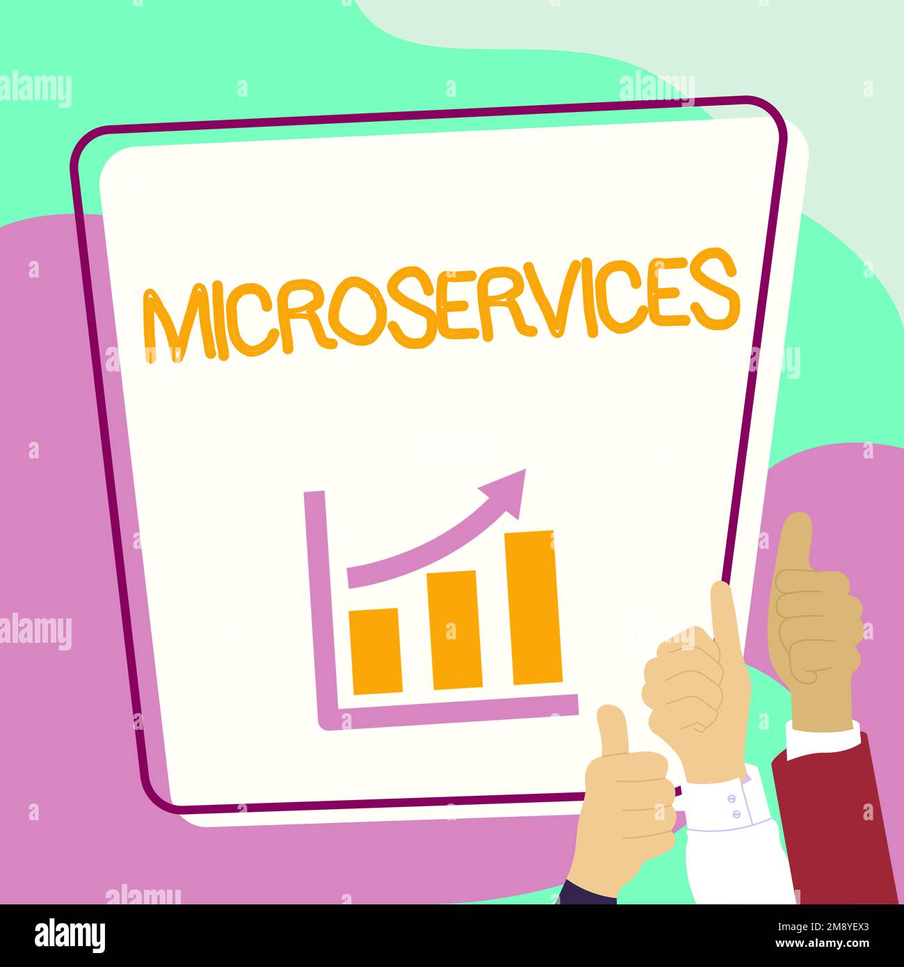 Hand writing sign Microservices. Concept meaning Software development technique Building single ...