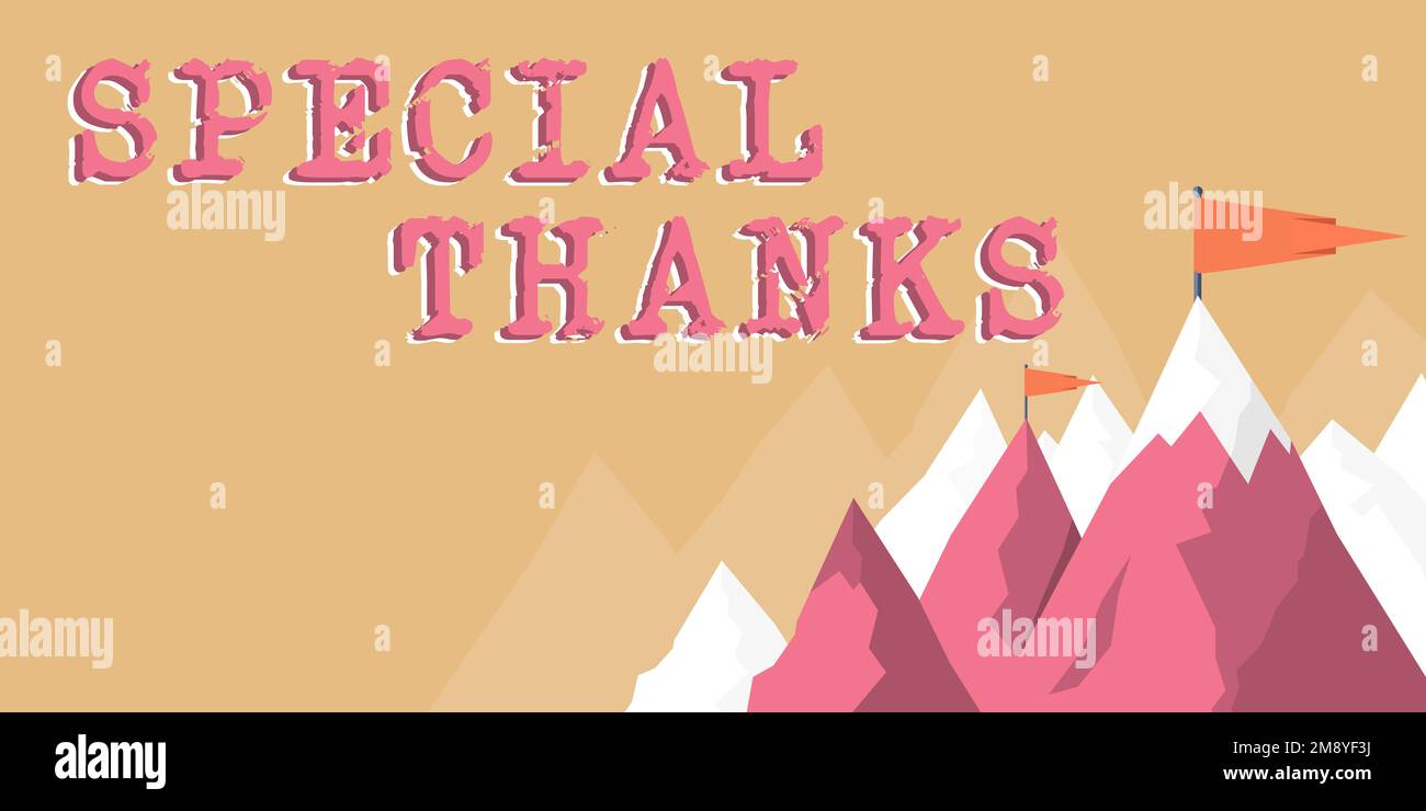 Text showing inspiration Special Thanks. Business overview expression ...
